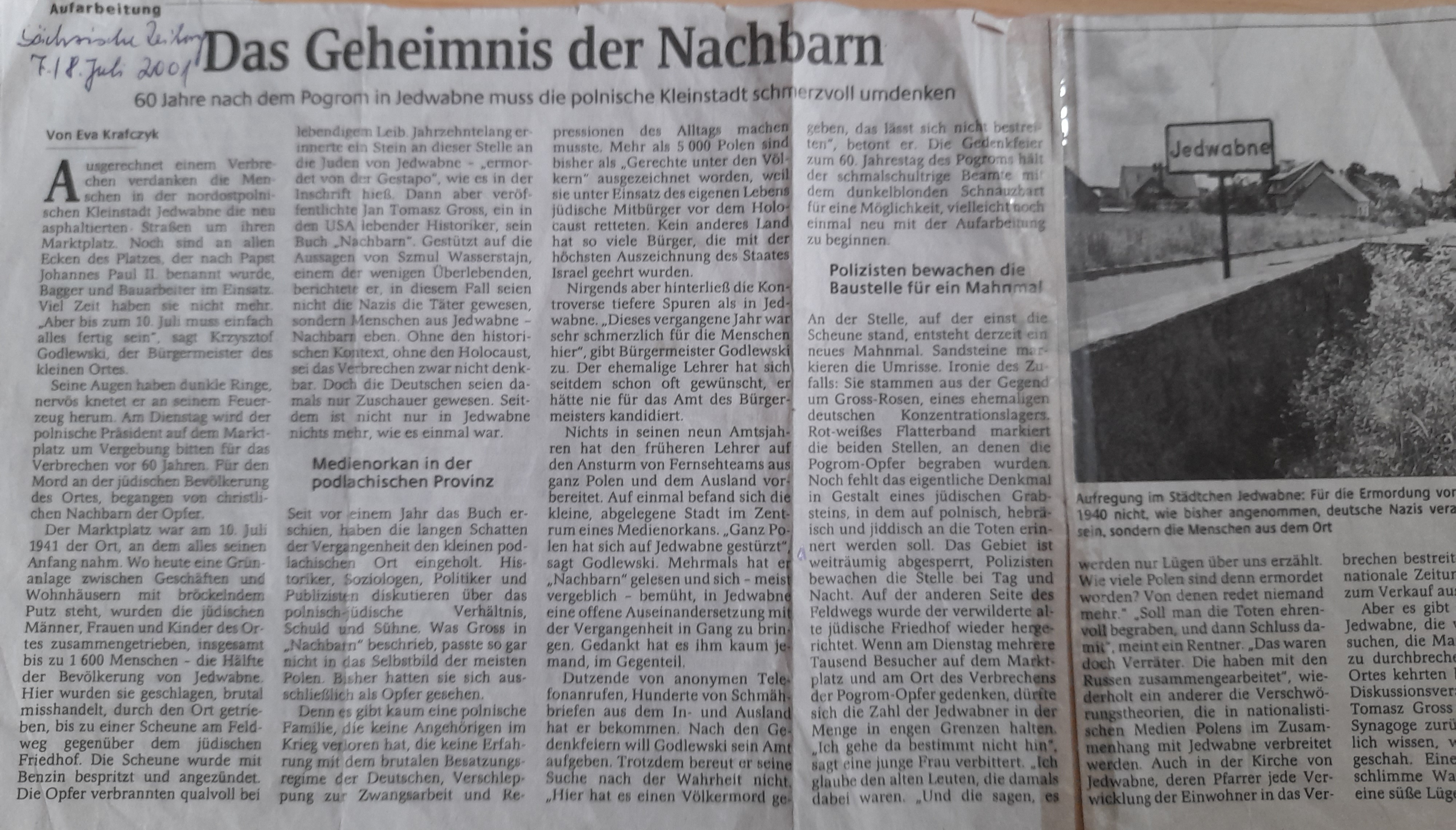 Pogrom in Jedwabne – wenn dunkle Geheimnisse die Archive verlassen ...